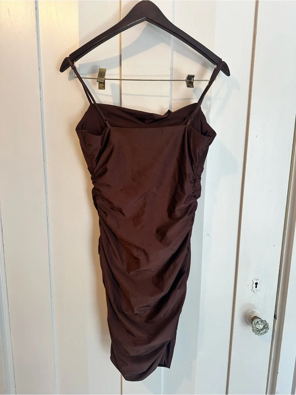 Emerald Sundae | Dresses | Emerald Sundae Chocolate Brown Ruched Mini ...
